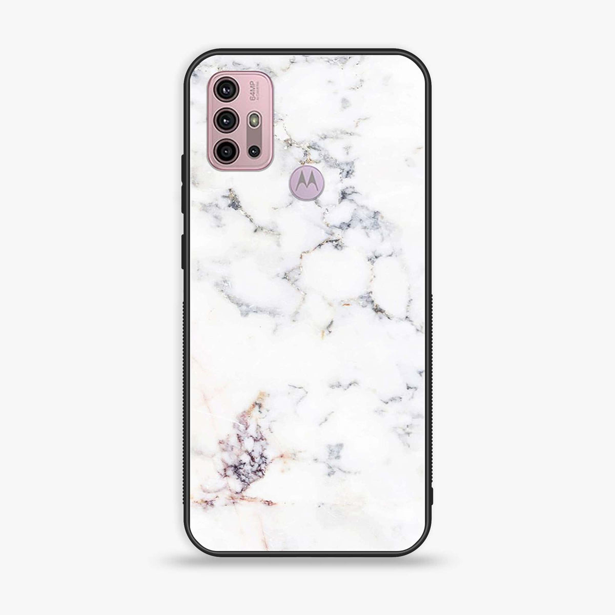 Motorola Moto G20 - White Marble Series - Premium Printed Glass soft B ...