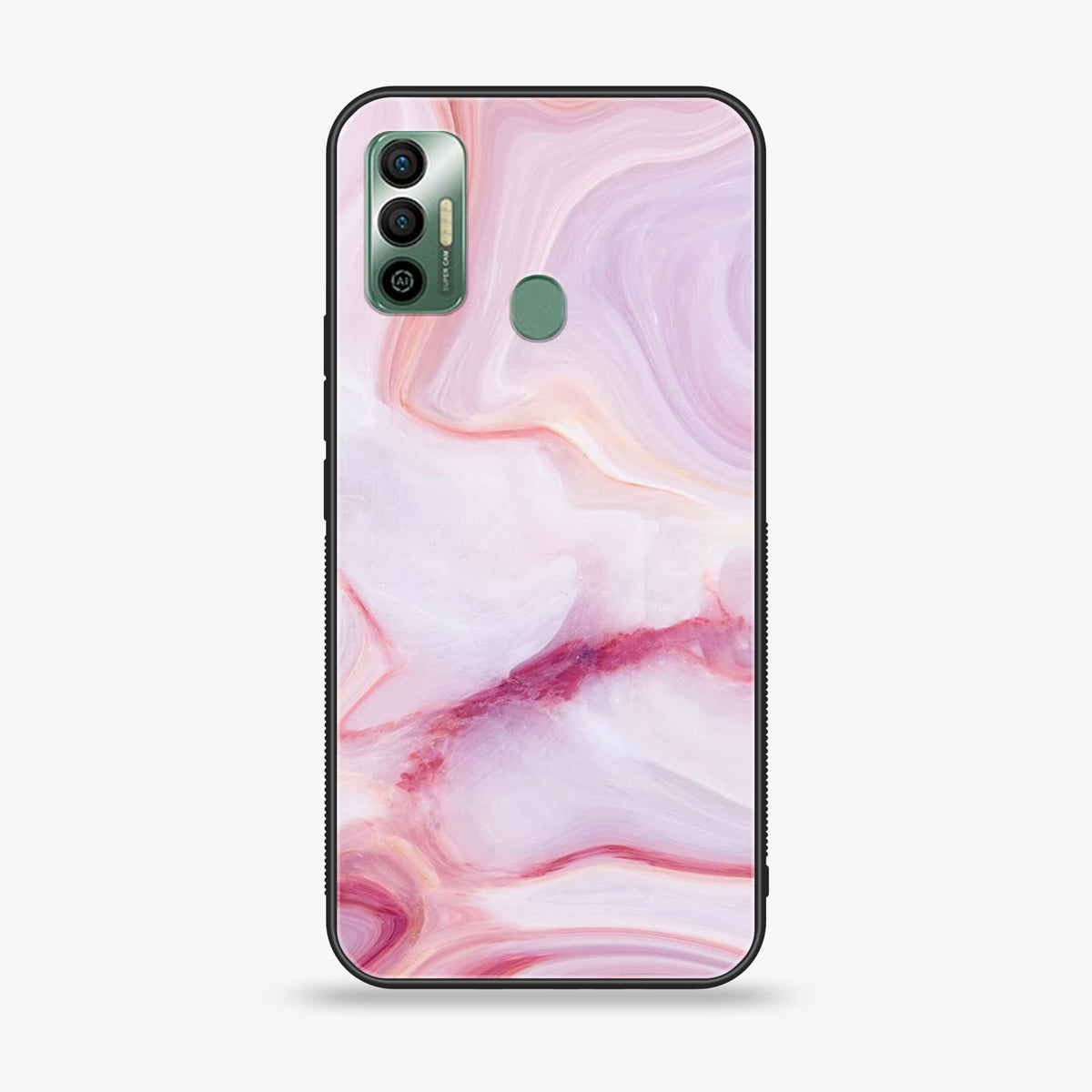 Tecno Spark 7 Pink Marble Series Premium Printed Glass soft Bumper sho ...