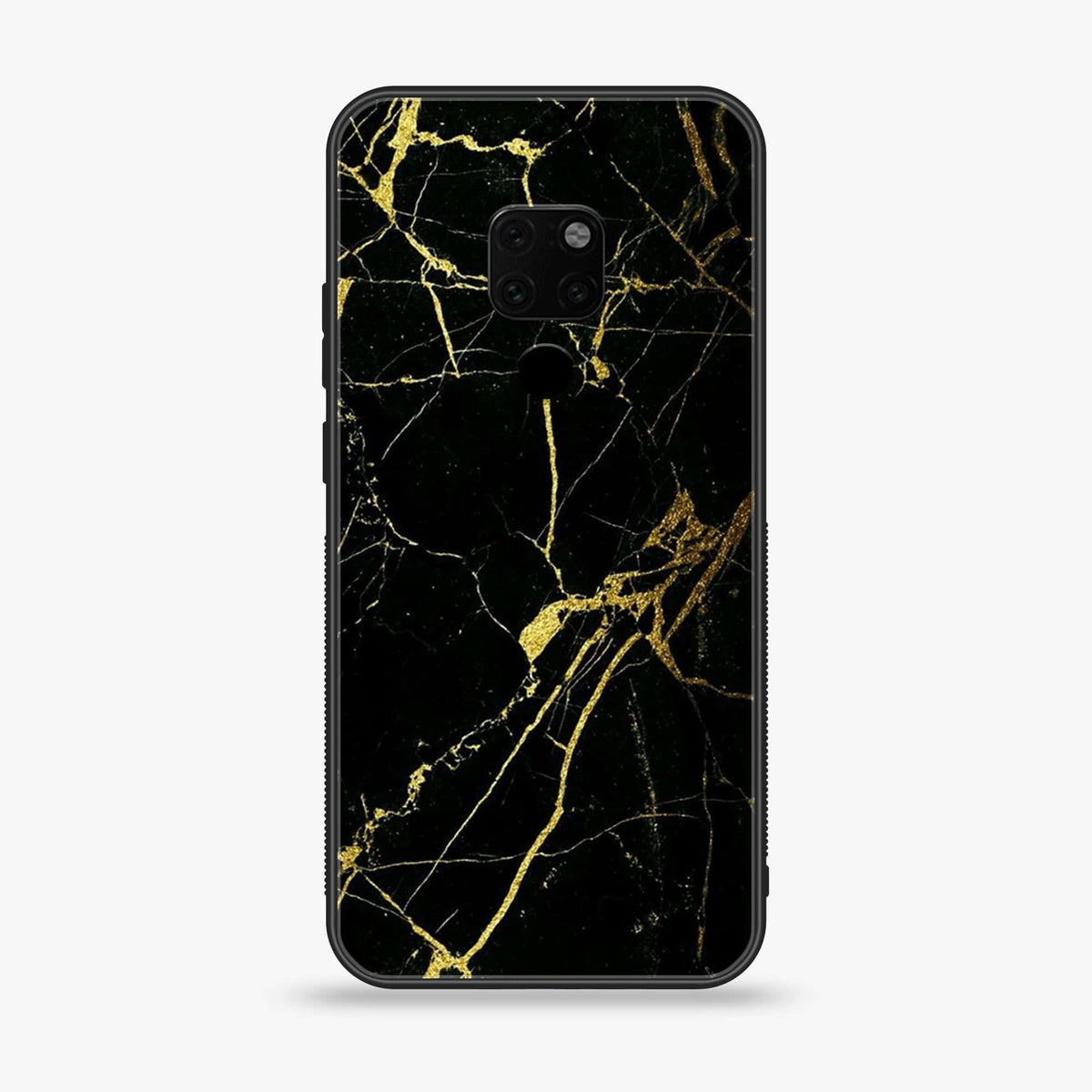 Huawei Mate 20 - Black Marble Series - Premium Printed Glass soft Bump ...