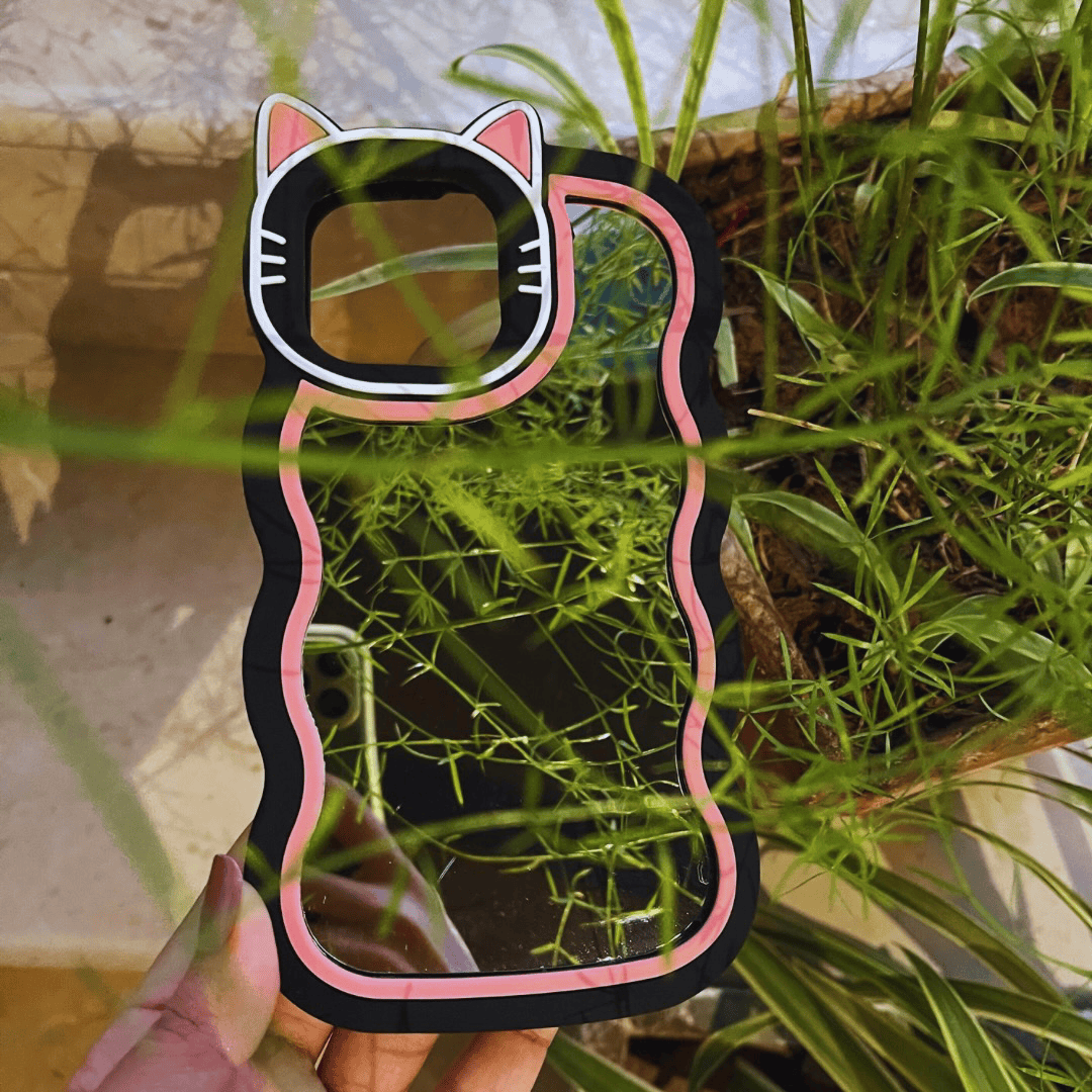 iPhone 13 Pro Max Luxury Cat Shape Silicone Mirror 3D Case Black ...