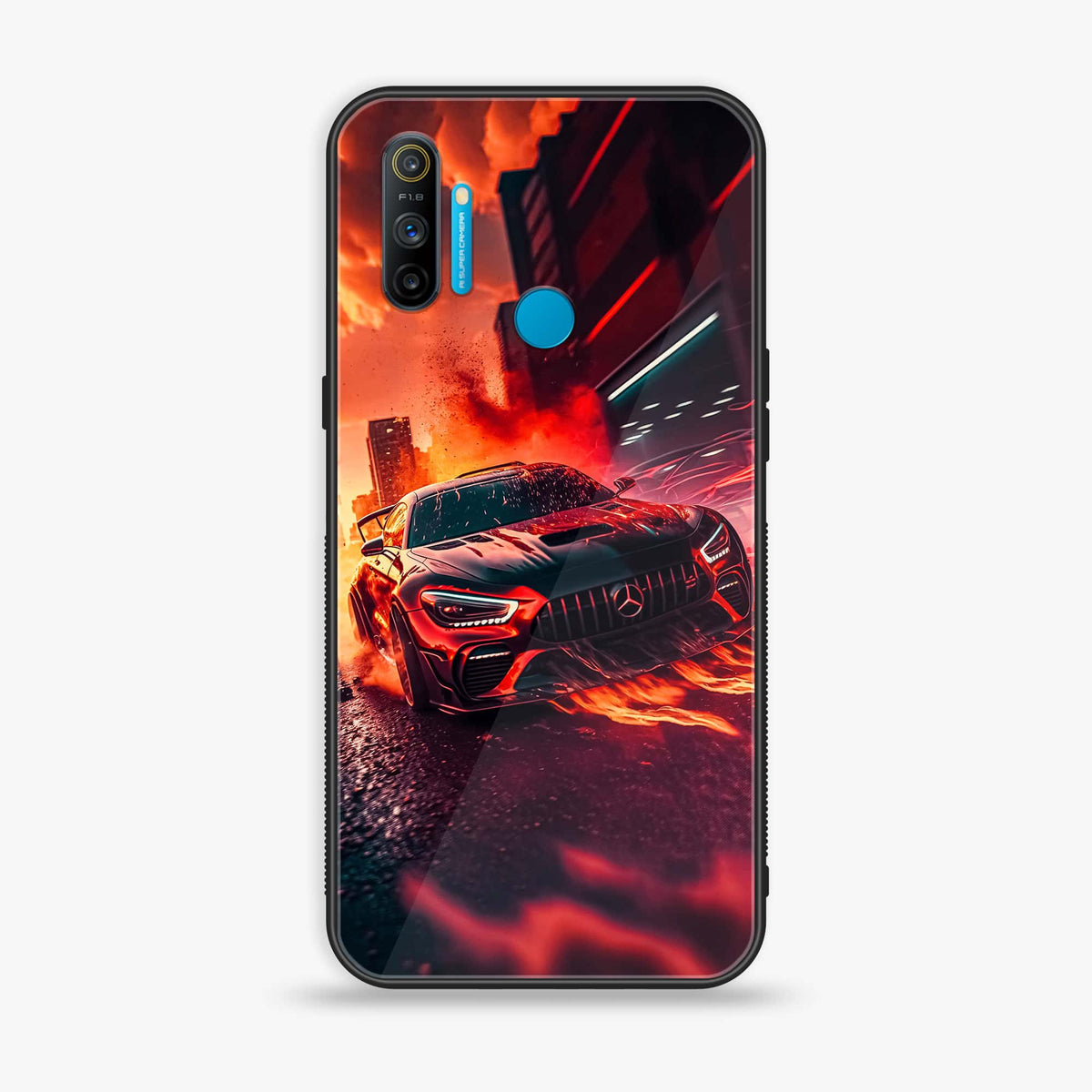 Realme C3 - Racing Series - Premium Printed Glass soft Bumper shock Pr ...