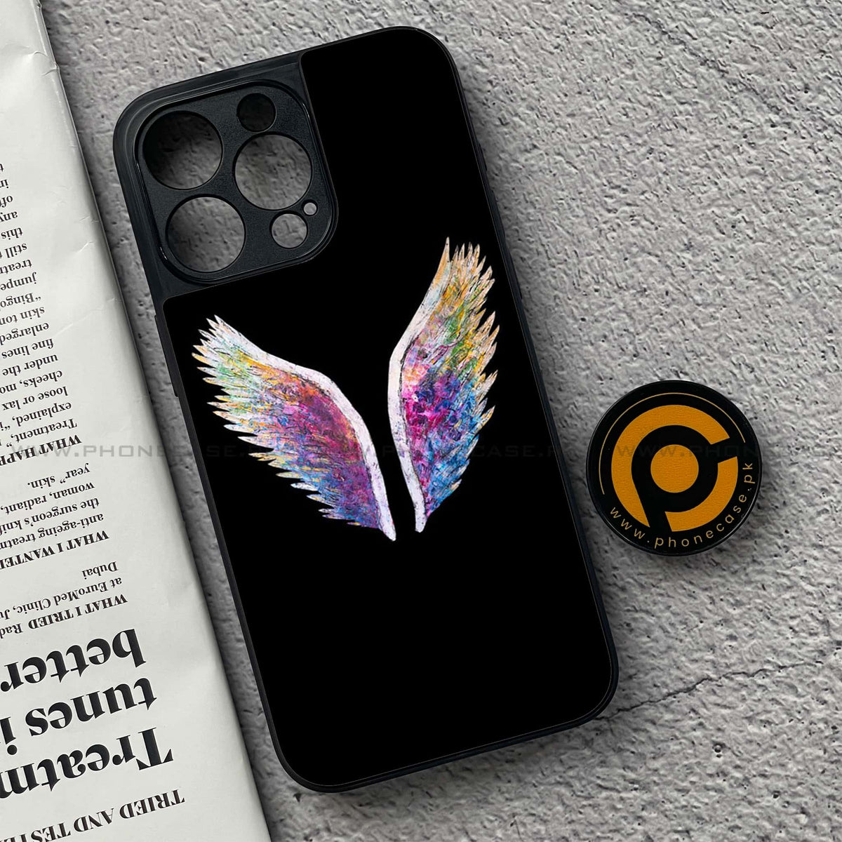 iPhone 15 Pro Max - Angel Wings Series - Premium Metal Printed soft Bu ...