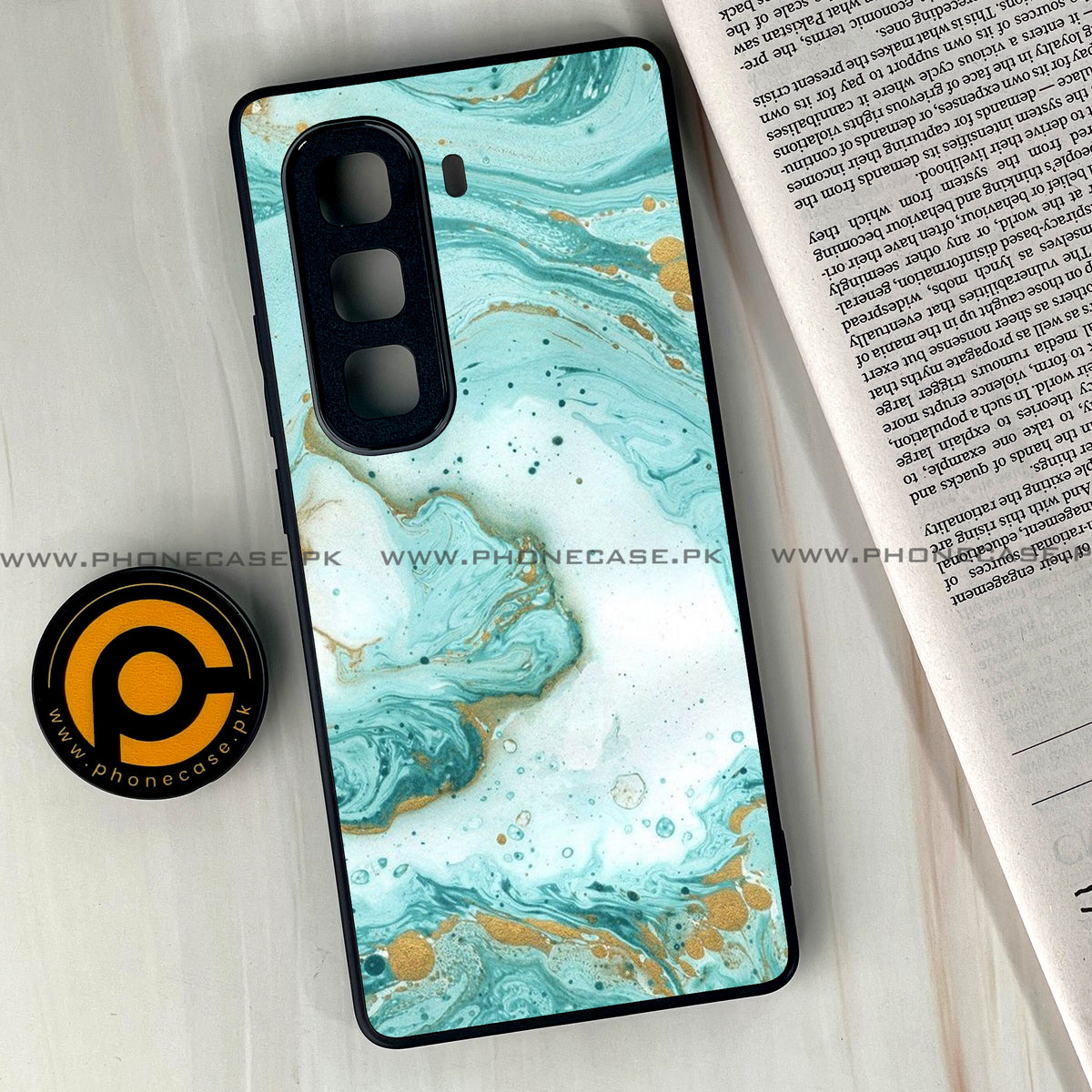 Infinix Hot 50 Pro Plus - Aqua Blue Marble Design - Premium Printed Gl ...