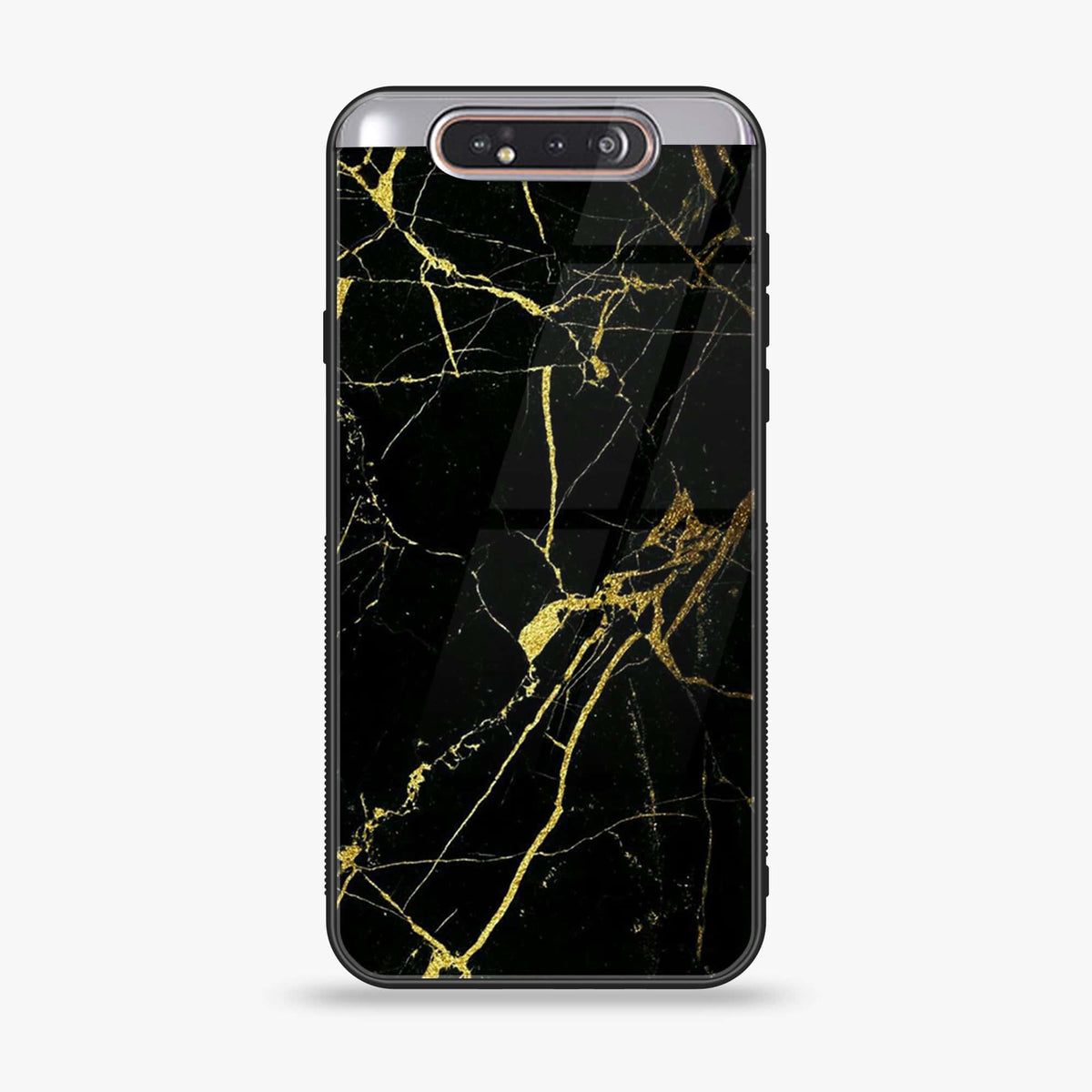 Samsung Galaxy A80 - Black Marble Series - Premium Printed Glass soft ...