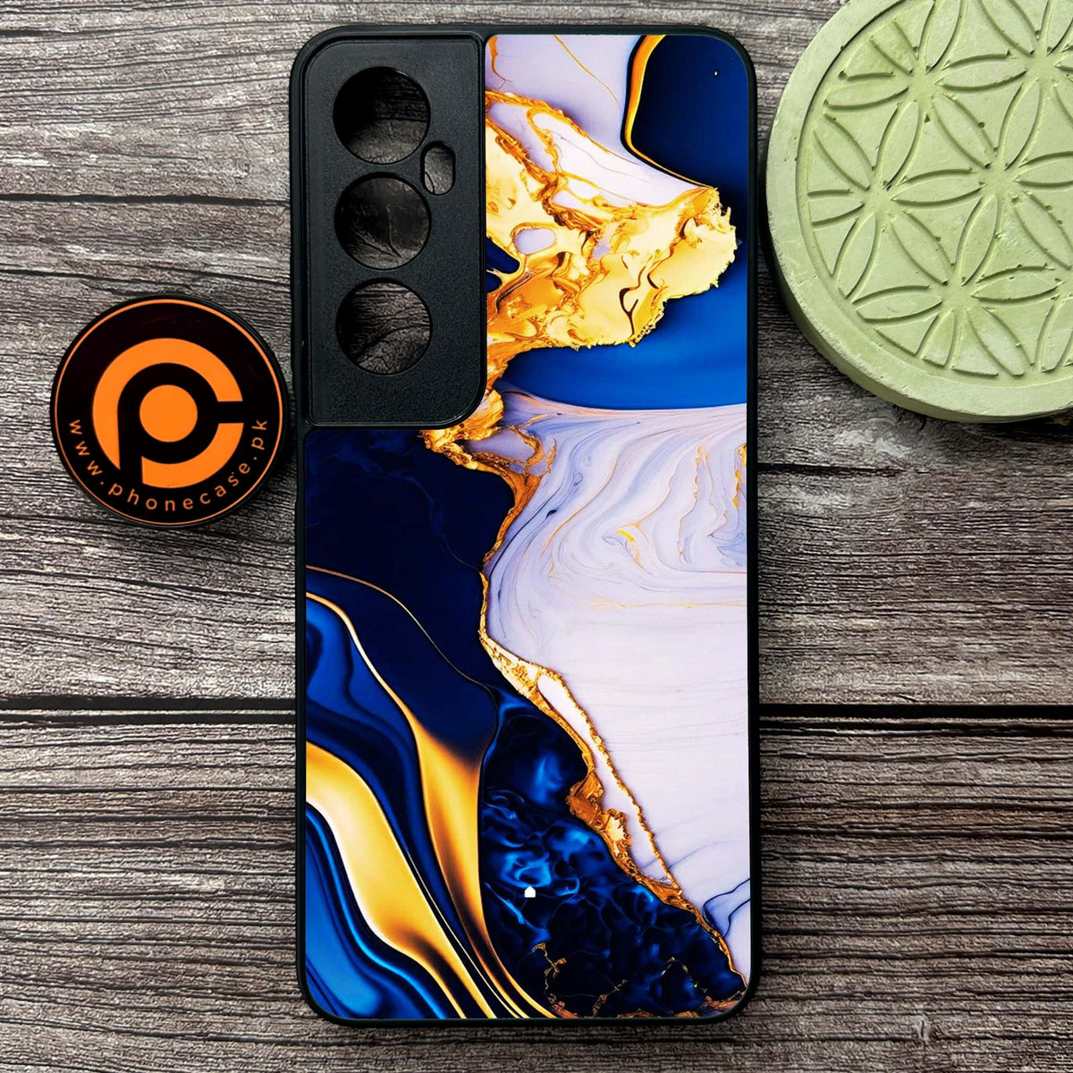 Realme C65 - Blue Golden Marble - Premium Metal Printed soft Bumper sh ...