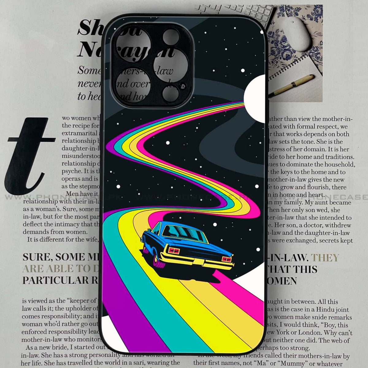 iPhone 16 Pro Max - Drive To The Moon - Premium Printed Glass soft Bum ...
