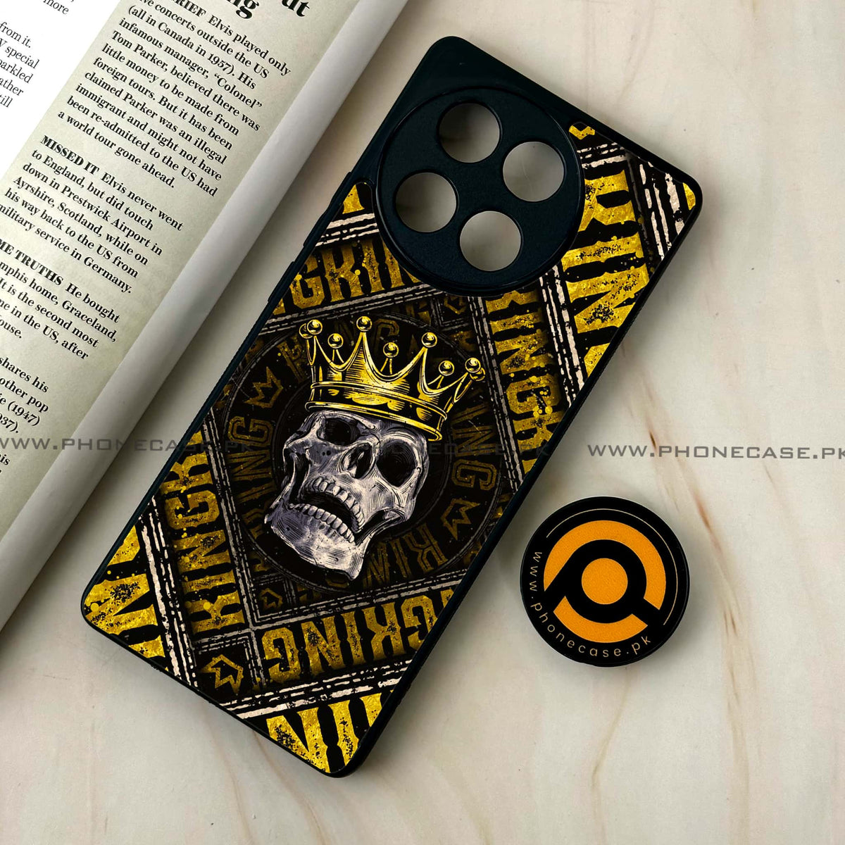 Tecno Camon 30s - King Skull Golden - Premium Printed Glass soft Bumpe ...