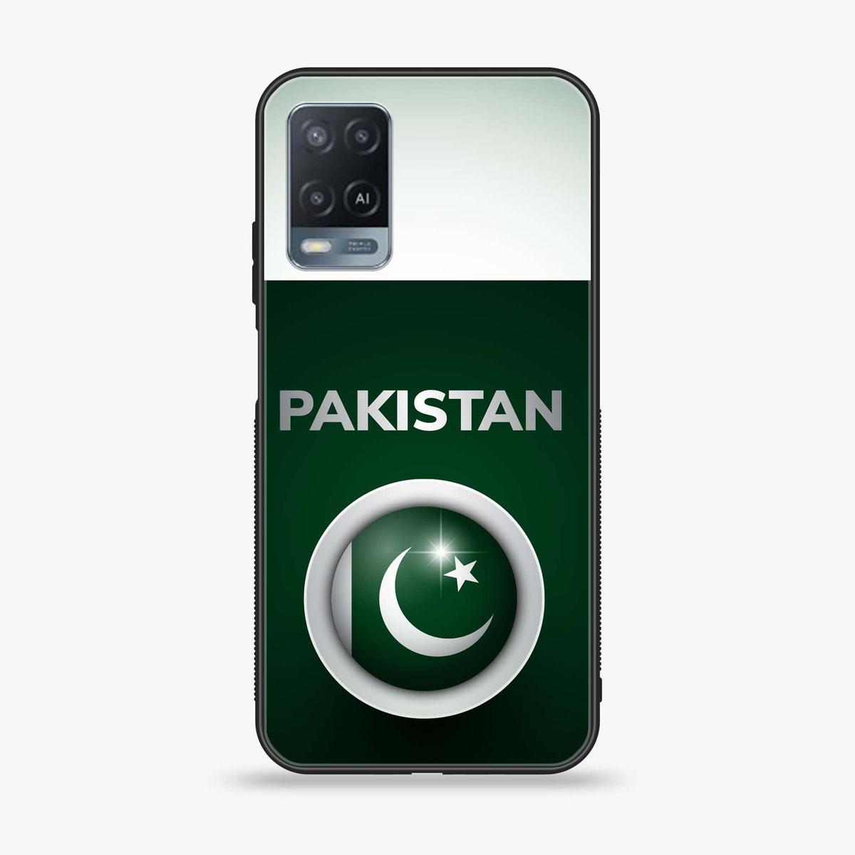 Oppo A54 -Pakistani Flag Design 7 - Premium Printed Glass soft Bumper ...