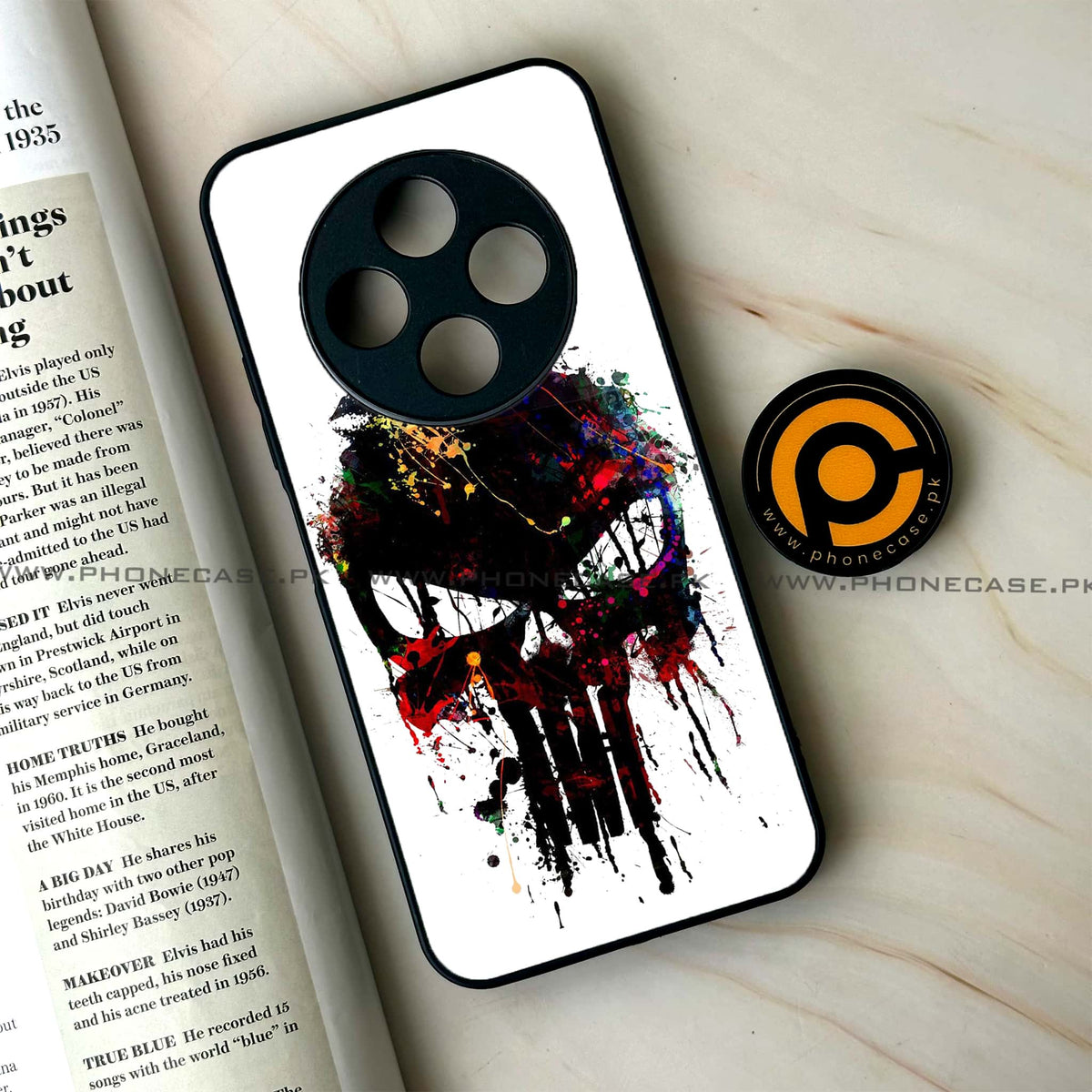 Tecno Spark 30C - Punisher Skull Design - Premium Printed Glass soft B ...