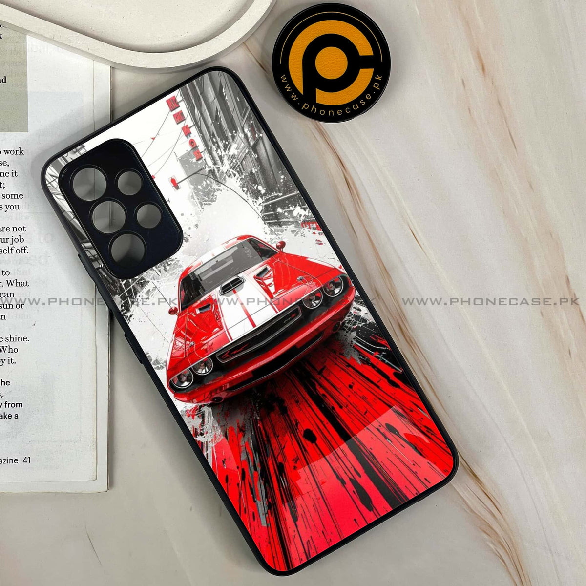 Samsung Galaxy A13 - Red Muscle Car Thrill - Premium Printed Glass sof ...