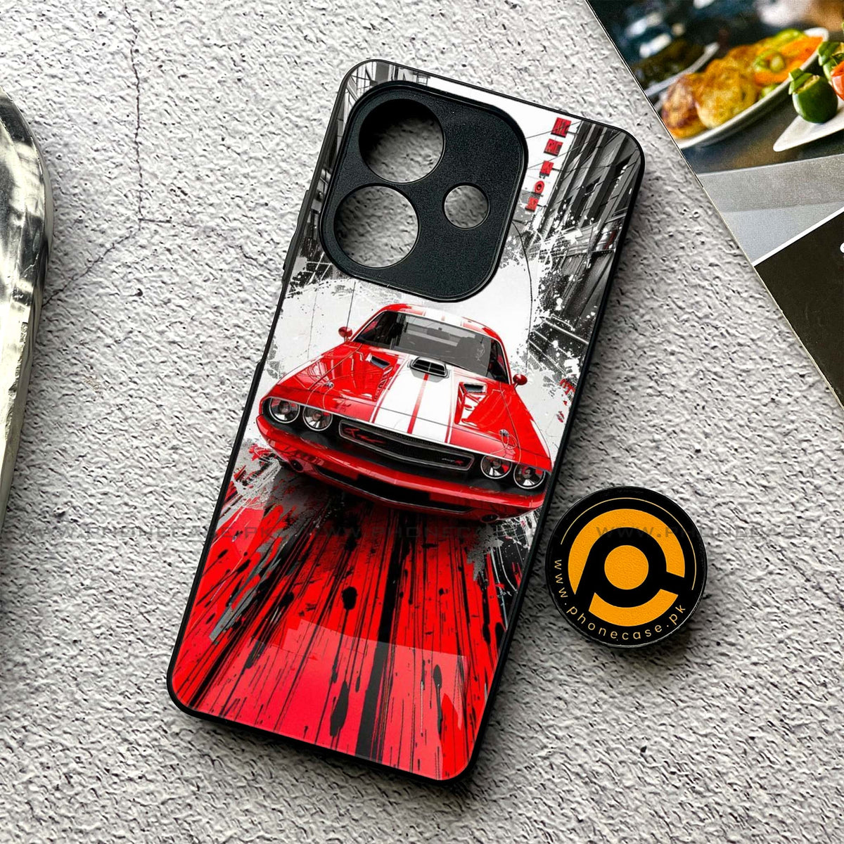 iPhone 16 Pro - Red Muscle Car Thrill - Premium Printed Metal soft Bum ...