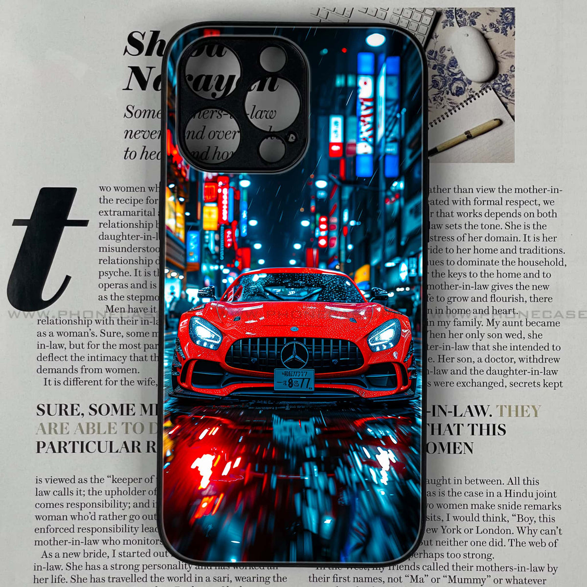 iPhone 16 Pro Max - Red Racing Car - Premium Printed Glass soft Bumper ...