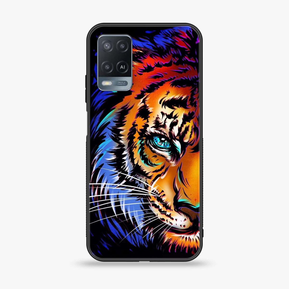 OPPO A54 - Tiger Art - Premium Printed Glass soft Bumper Shock Proof C ...