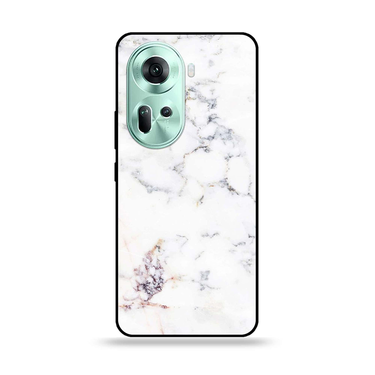 Oppo Reno 11 5G - White Marble series - Premium Printed Glass soft Bum ...
