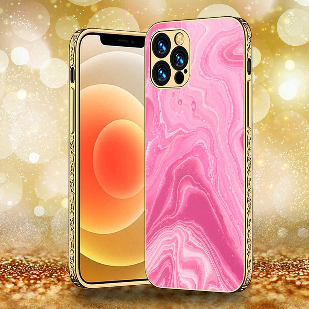 iPhone 11 Pro Max - Pink Marble Series - Premium Electroplated Infinit ...